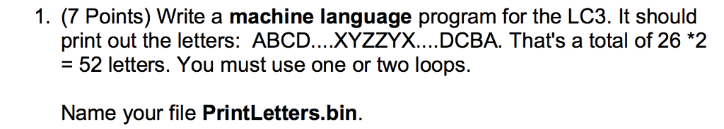 1. (7 Points) Write a machine language program for | Chegg.com