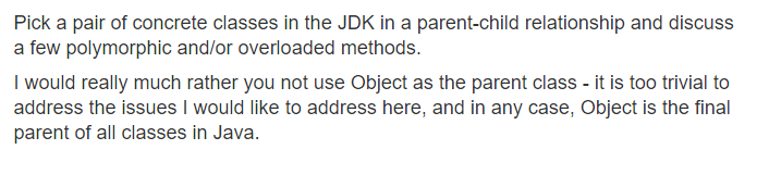 Solved Pick a pair of concrete classes in the JDK in a | Chegg.com