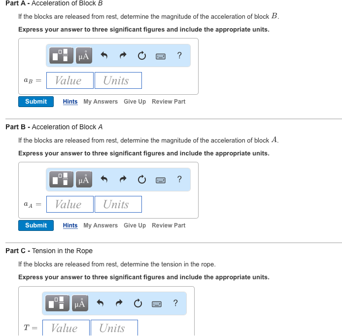 Solved Part A -Acceleration of Block B If the blocks are | Chegg.com