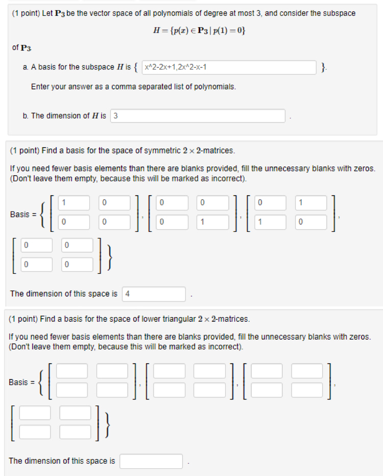 Solved (1 point) Let Ps be the vector space of all | Chegg.com Solved (1 point) Let Ps be the vector space of all | Chegg.com