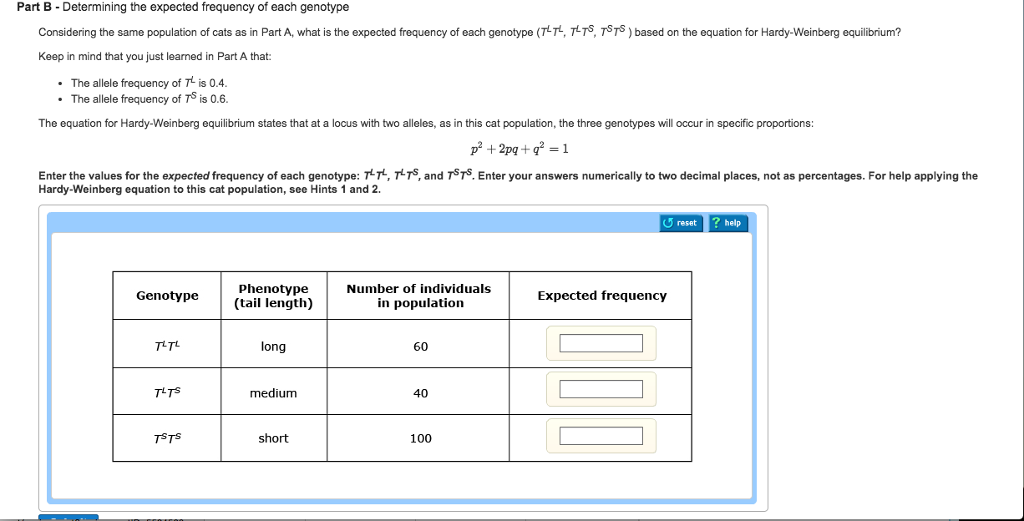 Part B Determining the expected frequency of each | Chegg.com