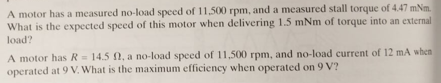 Solved A motor has a measured no-load speed of 11,500 rpm, | Chegg.com