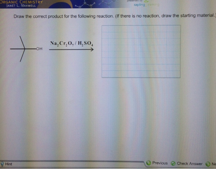 Solved Draw The Correct Product For The Following Reaction