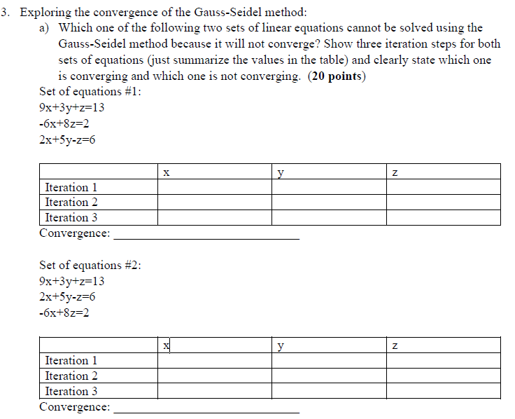 Exploring the convergence of the Gauss-Seidel method: | Chegg.com