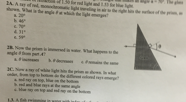 Solved A ray of red monochromatic light traveling in air to | Chegg.com