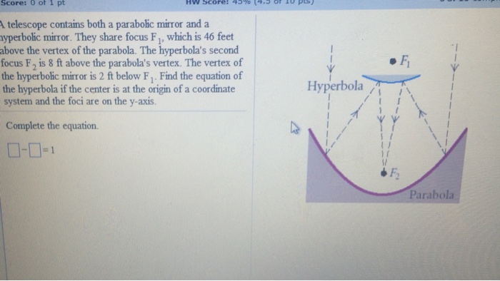 Solved A telescope contains both a parabolic mirror and a | Chegg.com