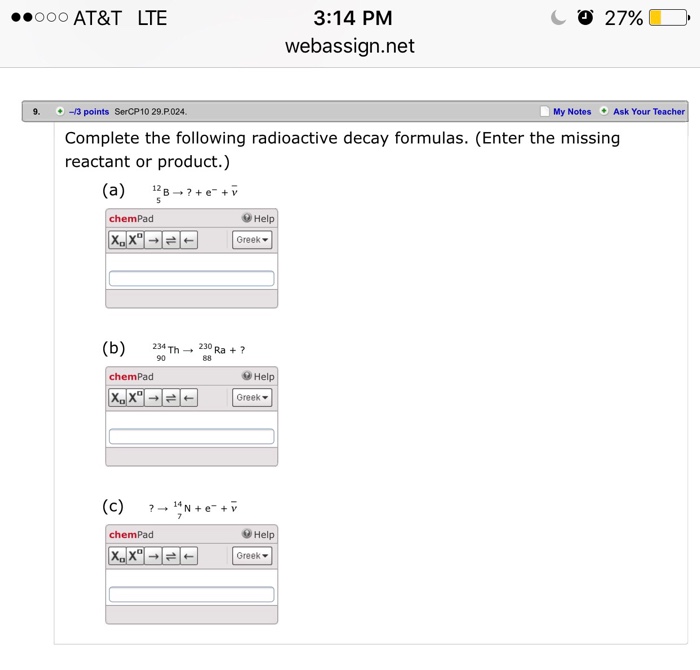 Solved Complete the following radioactive decay formulas. | Chegg.com