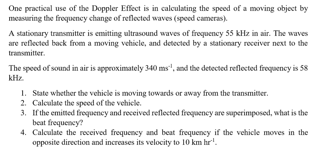 Solved One practical use of the Doppler Effect is in | Chegg.com