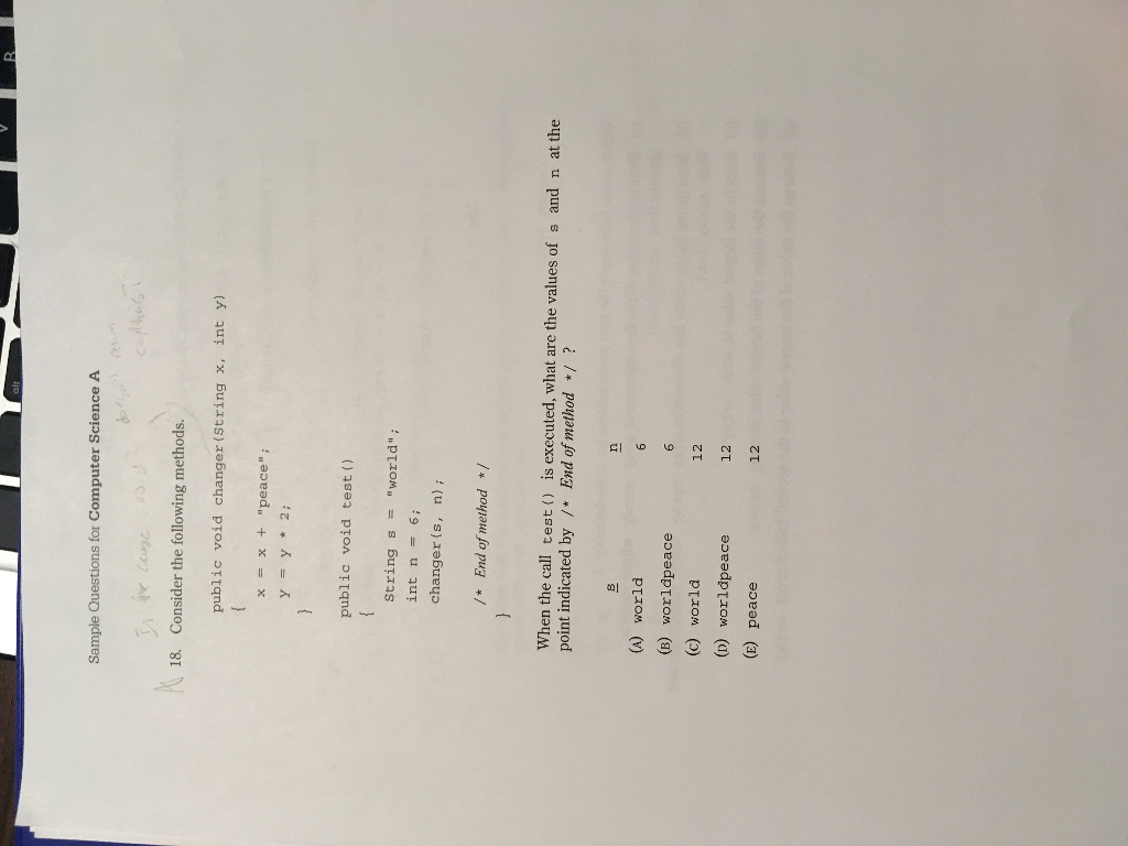 Solved Consider the following methods. public void changer | Chegg.com