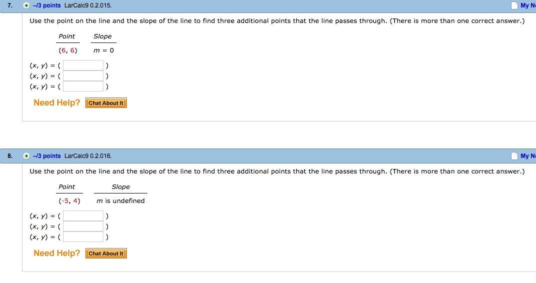 Solved Use the point on the line and the slope of the line | Chegg.com