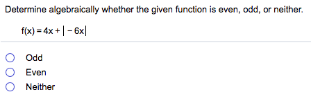 Solved Determine algebraically whether the given function is | Chegg.com