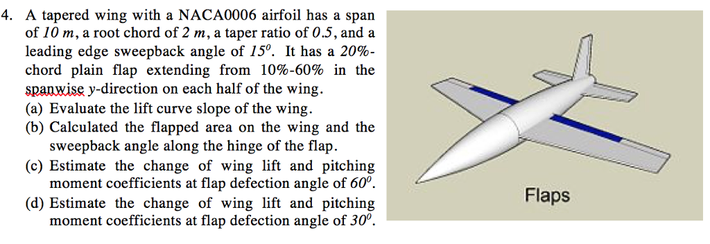4. A tapered wing with a NACA0006 airfoil has a span | Chegg.com