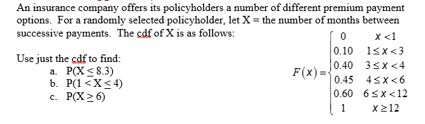 Solved An insurance company offers its policyholders a | Chegg.com