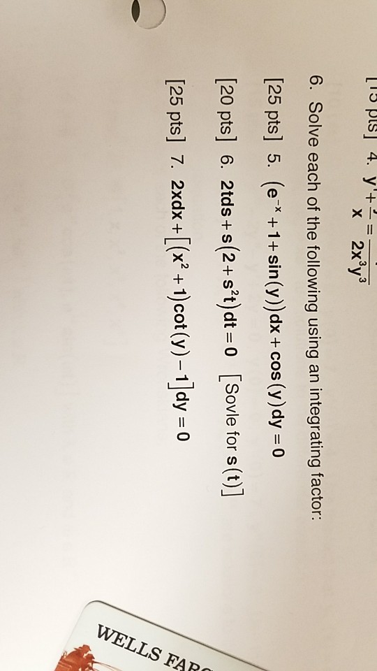 Solved Solve each of the following using an integrating | Chegg.com