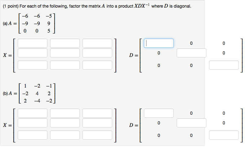 Solved (1 point) For each of the following, factor the | Chegg.com