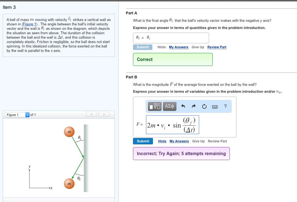 Solved A ball of mass m moving with velocity strikes a | Chegg.com