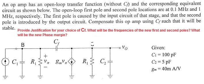 An op amp has an open-loop transfer function (without | Chegg.com