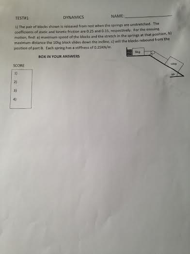 Solved The pair of blocks shown is released from rest when | Chegg.com