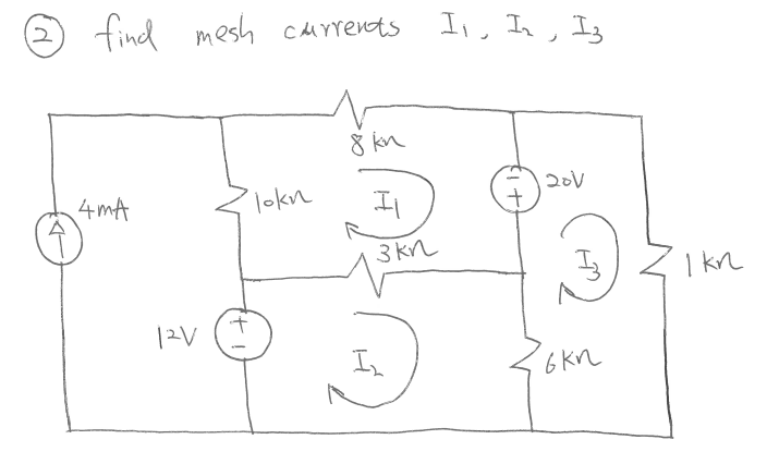Solved Find mesh currents I_1, I_2, I_3 | Chegg.com