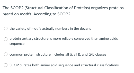 Solved The SCOP2 (Structural Classification of Proteins) | Chegg.com