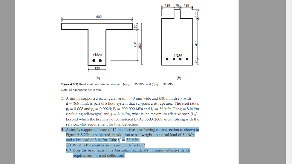 Solved 4. A simply supported beam of 12 m effective span | Chegg.com