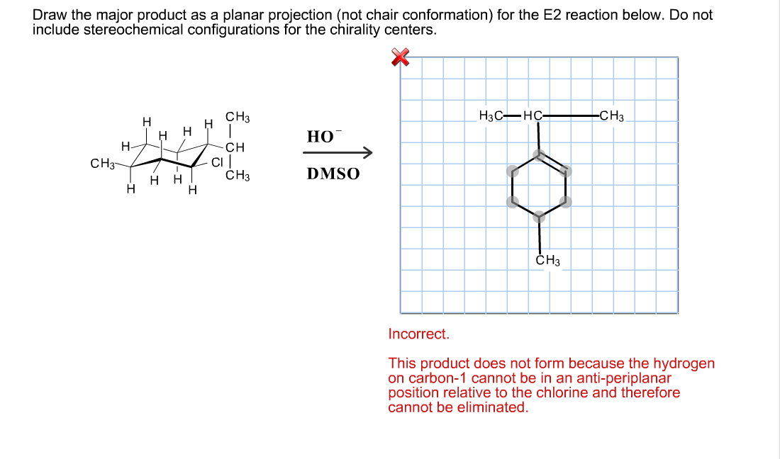 Solved Draw the major product as a planar projection (not | Chegg.com
