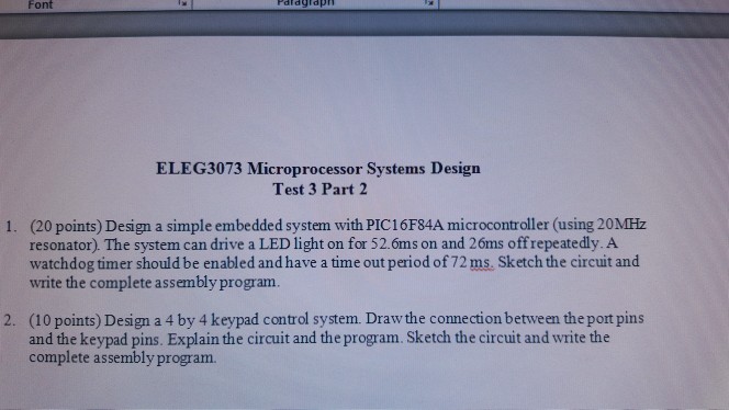 Solved Font Pdraglapn Eleg3073 Microprocessor Systems Design 