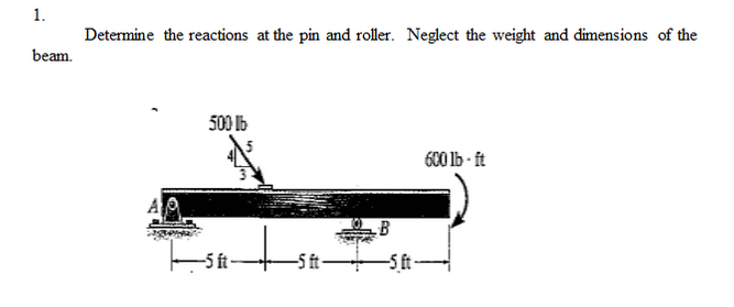Solved Determine the reactions at the pin and roller. | Chegg.com
