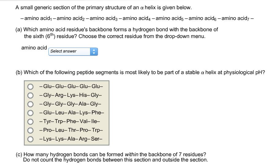 Solved A small generic section of the primary structure of | Chegg.com