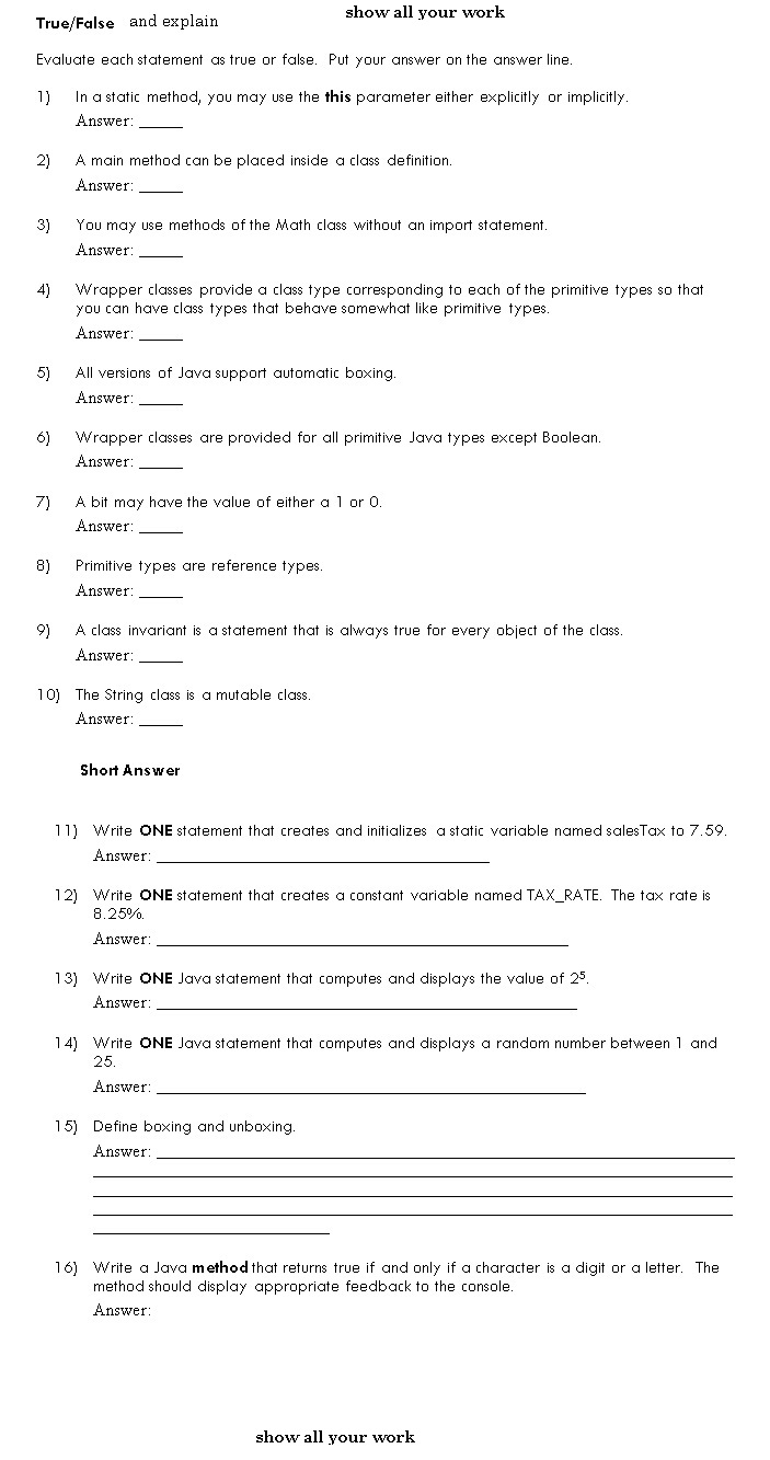 Solved True/False and explain Evaluate each statement as | Chegg.com