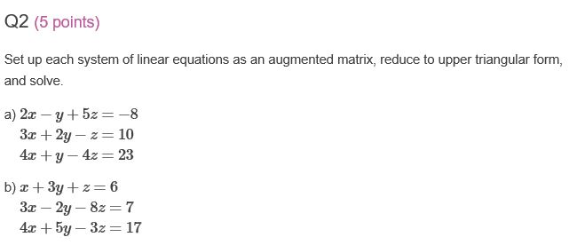 Solved Set up each system of linear equations as an | Chegg.com