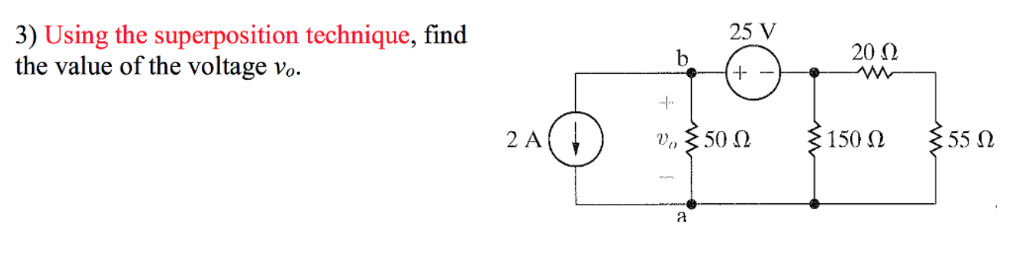 Solved Using the superposition technique, find the value of | Chegg.com