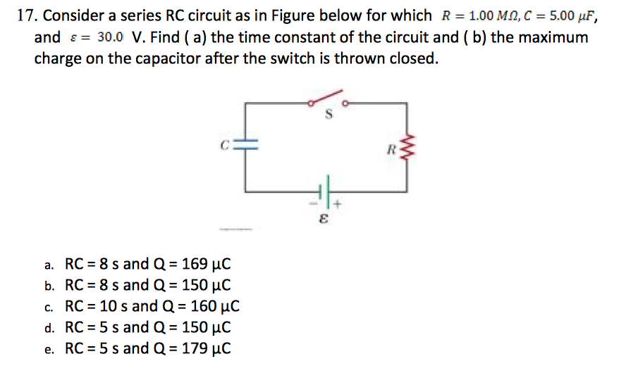 Solved Consider a series RC circuit as in Figure below for | Chegg.com