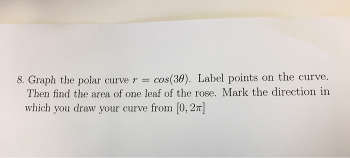 Solved Graph the polar curve r = cos(3 theta). Label points | Chegg.com