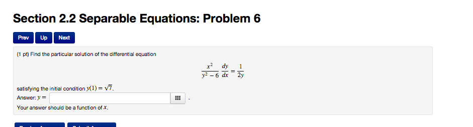 Solved Section 2 2 Separable Equations Problem 6 1 Pt