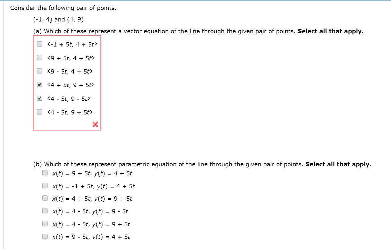 Solved Consider the following pair of points. (-1, 4) and | Chegg.com