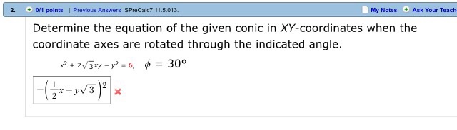 Solved Determine the equation of the given conic in | Chegg.com