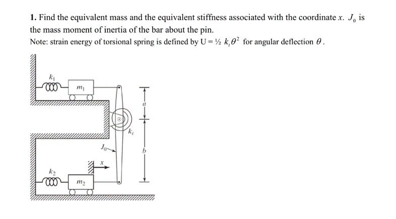 Find the equivalent mass and the equivalent stiffness | Chegg.com