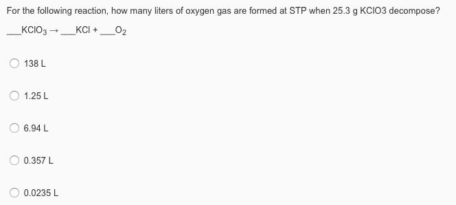Solved For the following reaction, how many liters of oxygen | Chegg.com