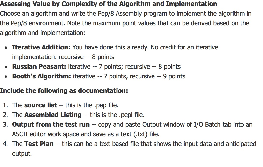 Solved Assessing Value by Complexity of the Algorithm and | Chegg.com