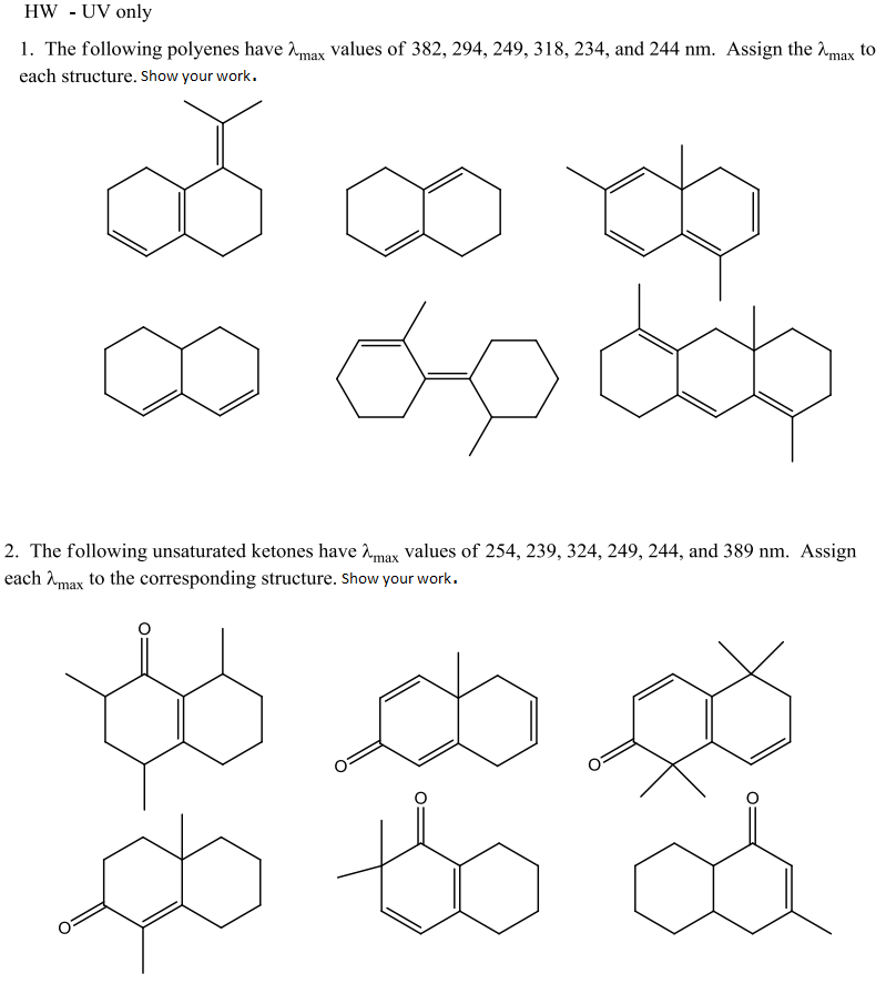 Solved The following polyenes have lambda_max values of 382, | Chegg.com