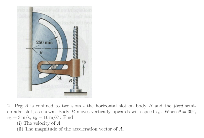 Solved Peg A is confined to two slots - the horizontal | Chegg.com