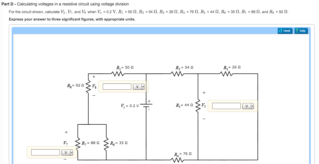 Solved Part A - Voltage division: part 1 For the circuit | Chegg.com