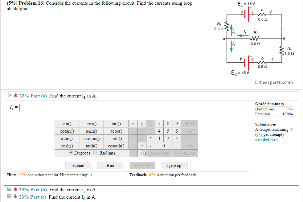 Solved (5%) Problem 16: Consider the currents in the | Chegg.com