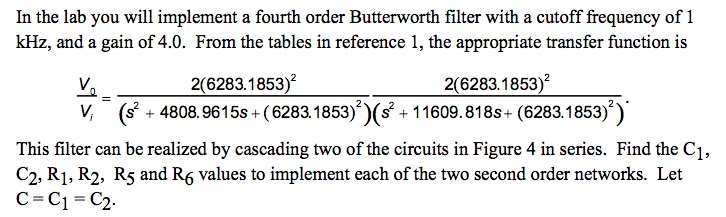In the lab you will implement a fourth order | Chegg.com