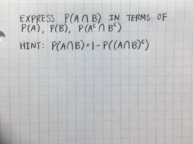 Solved EXPRESS P(A INTERSECTION B) IN TERMS OF P(A), P(B), | Chegg.com