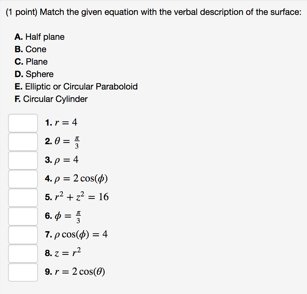 Solved (1 point) Match the given equation with the verbal | Chegg.com