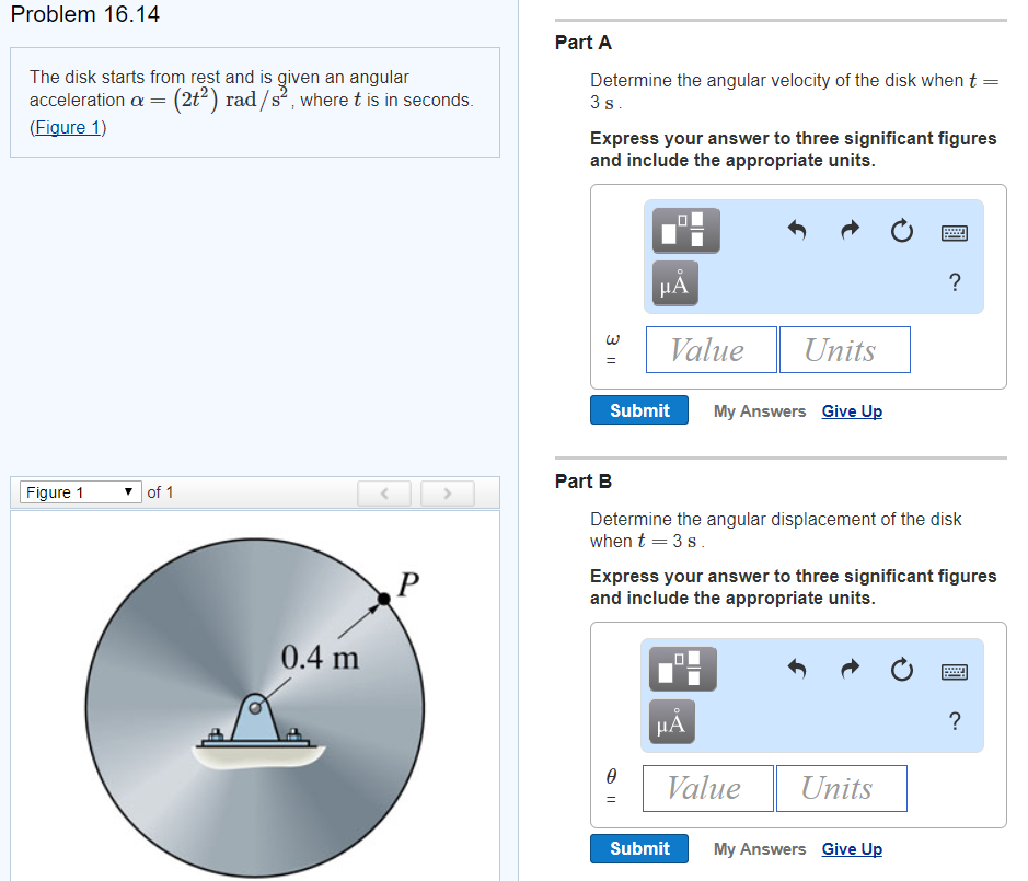 Solved Problem 1614 Part A The Disk Starts From Rest And Is 