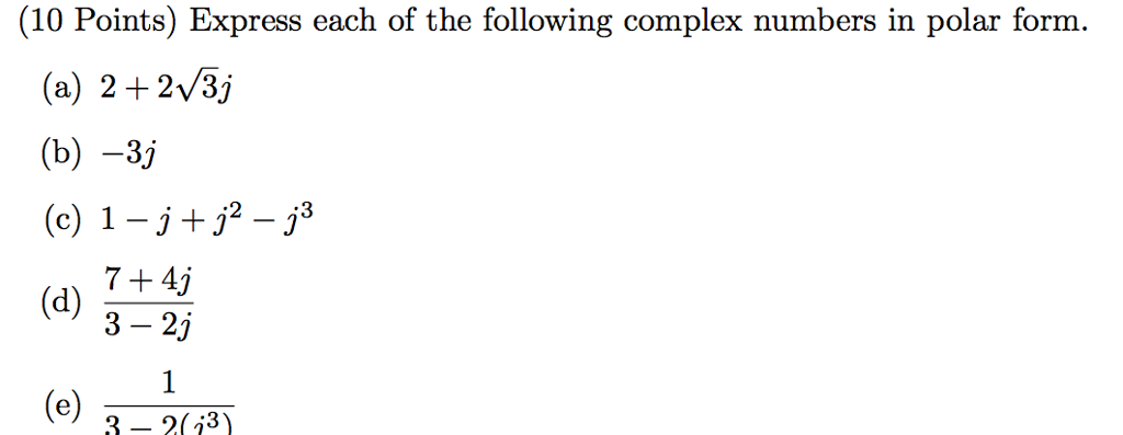 Solved Express each of the following complex numbers in | Chegg.com