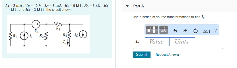 Solved Part A 1 kf2 , and R4 3 kf2 in the circuit shown. Use | Chegg.com